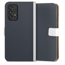 DeinDesign Galaxy A33 5G Handy Klapph&uuml;lle Handyh&uuml;lle aus Kunst Leder wei&szlig; Flip Case Anthracite Unicoloured Grey Sideflip mit Lasche