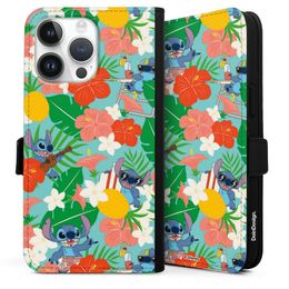 DeinDesign iPhone 14 Pro Max Handy Klapph&uuml;lle Handyh&uuml;lle aus Kunst Leder schwarz Flip Case Lilo & Stitch Movie Disney Sideflip mit Lasche