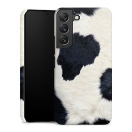 DeinDesign Galaxy S22 Handy Premium Case Smartphone Handyh&uuml;lle Schutzh&uuml;lle gl&auml;nzend Animal Look Animal Print Cow Skin Premium Case