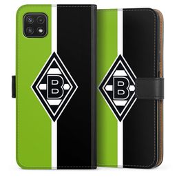 DeinDesign Galaxy A22 5G Handy Klapph&uuml;lle Handyh&uuml;lle aus Kunst Leder schwarz Flip Case Borussia M&ouml;nchengladbach Gladbach Bundesliga Sideflip mit langer Lasche