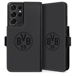 DeinDesign Galaxy S21 Ultra 5G Handy Klapph&uuml;lle Handyh&uuml;lle aus Kunst Leder schwarz Flip Case Bvb Borussia Dortmund Logo Sideflip mit Lasche