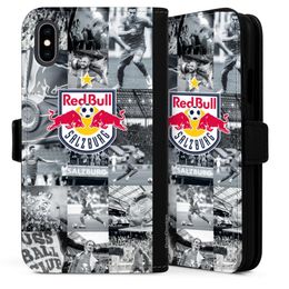 DeinDesign iPhone X Handy Klapph&uuml;lle Handyh&uuml;lle aus Kunst Leder schwarz Flip Case Salzburg Red Bull Fc Red Bull Salzburg Sideflip mit langer Lasche