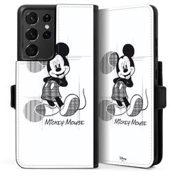 DeinDesign Galaxy S21 Ultra 5G Handy Klapph&uuml;lle Handyh&uuml;lle aus Kunst Leder schwarz Flip Case Mickey Mouse Disney Official Licensed Product Sideflip mit Lasche