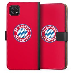 DeinDesign Galaxy A22 5G Handy Klapph&uuml;lle Handyh&uuml;lle aus Kunst Leder schwarz Flip Case Fc Bayern M&uuml;nchen Fcb Logo Sideflip mit langer Lasche