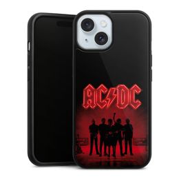 DeinDesign iPhone 15 Handy Gallery Case Handyh&uuml;lle 9H Geh&auml;rtetes Glas R&uuml;ckseite H&uuml;lle Band Acdc Official Licensed Product Gallery Case