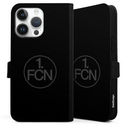DeinDesign iPhone 14 Pro Max Handy Klapph&uuml;lle Handyh&uuml;lle aus Kunst Leder schwarz Flip Case 1. Fcn 1. Fc N&uuml;rnberg Logo Sideflip mit Lasche
