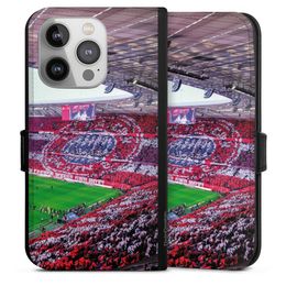 DeinDesign iPhone 14 Pro Handy Klapph&uuml;lle Handyh&uuml;lle aus Kunst Leder schwarz Flip Case Stadium Fcb Fc Bayern M&uuml;nchen Sideflip mit langer Lasche