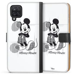 DeinDesign Galaxy A12 Handy Klapph&uuml;lle Handyh&uuml;lle aus Kunst Leder schwarz Flip Case Official Licensed Product Disney Mickey Mouse Sideflip mit langer Lasche
