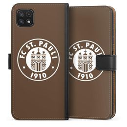 DeinDesign Galaxy A22 5G Handy Klapph&uuml;lle Handyh&uuml;lle aus Kunst Leder schwarz Flip Case Fc St. Pauli Official Licensed Product Coat Of Arms Sideflip mit langer 