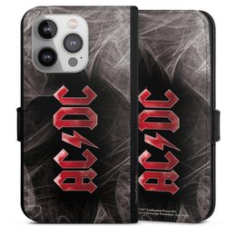 DeinDesign iPhone 14 Pro Handy Klapph&uuml;lle Handyh&uuml;lle aus Kunst Leder schwarz Flip Case Merchandise Acdc Logo Sideflip mit langer Lasche