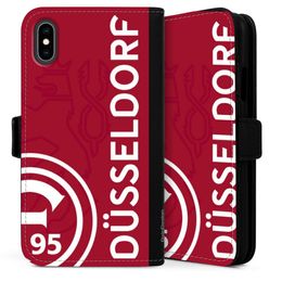 DeinDesign iPhone X Handy Klapph&uuml;lle Handyh&uuml;lle aus Kunst Leder schwarz Flip Case Lettering F95 Fortuna D&uuml;sseldorf Sideflip mit langer Lasche