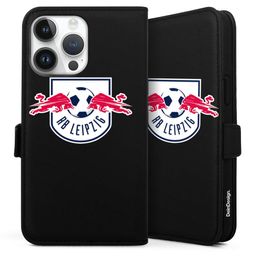 DeinDesign iPhone 14 Pro Max Handy Klapph&uuml;lle Handyh&uuml;lle aus Kunst Leder schwarz Flip Case Official Licensed Product Transparent Rb Leipzig Sideflip mit Lasche