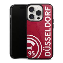 DeinDesign iPhone 15 Pro Handy Gallery Case Handyh&uuml;lle 9H Geh&auml;rtetes Glas R&uuml;ckseite H&uuml;lle Lettering F95 Fortuna D&uuml;sseldorf Gallery Case