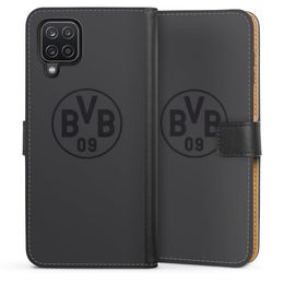 DeinDesign Galaxy A12 Handy Klapph&uuml;lle Handyh&uuml;lle aus Kunst Leder schwarz Flip Case Borussia Dortmund Bvb Logo Sideflip mit langer Lasche