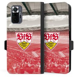 DeinDesign Xiaomi Redmi Note 10 Pro Handy Klapph&uuml;lle Handyh&uuml;lle aus Kunst Leder schwarz Flip Case Stadium Vfb Stuttgart Official Licensed Product Sideflip mit 