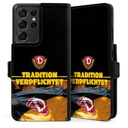 DeinDesign Galaxy S21 Ultra 5G Handy Klapph&uuml;lle Handyh&uuml;lle aus Kunst Leder schwarz Flip Case Sgd Sg Dynamo Dresden Merchandise Sideflip mit Lasche