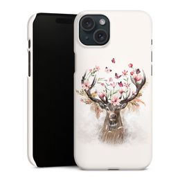 DeinDesign iPhone 15 Plus Handy Premium Case Smartphone Handyh&uuml;lle Schutzh&uuml;lle gl&auml;nzend Deer Flowers Animals Premium Case