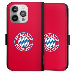 DeinDesign iPhone 14 Pro Handy Klapph&uuml;lle Handyh&uuml;lle aus Kunst Leder schwarz Flip Case Fc Bayern M&uuml;nchen Fcb Logo Sideflip mit langer Lasche