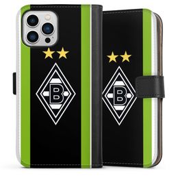 DeinDesign iPhone 13 Pro Max Handy Klapph&uuml;lle Handyh&uuml;lle aus Kunst Leder schwarz Flip Case Logo Gladbach Borussia M&ouml;nchengladbach Sideflip mit langer Lasche