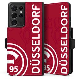 DeinDesign Galaxy S21 Ultra 5G Handy Klapph&uuml;lle Handyh&uuml;lle aus Kunst Leder schwarz Flip Case Lettering F95 Fortuna D&uuml;sseldorf Sideflip mit Lasche