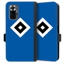 DeinDesign Xiaomi Redmi Note 10 Pro Handy Klapph&uuml;lle Handyh&uuml;lle aus Kunst Leder schwarz Flip Case Logo Hamburger Sv Hsv Sideflip mit langer Lasche