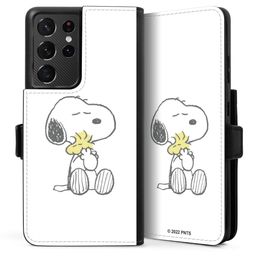 DeinDesign Galaxy S21 Ultra 5G Handy Klapph&uuml;lle Handyh&uuml;lle aus Kunst Leder schwarz Flip Case Snoopy Love Peanuts Sideflip mit Lasche