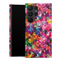 DeinDesign Galaxy S23 Ultra Handy Premium Case Smartphone Handyh&uuml;lle Schutzh&uuml;lle gl&auml;nzend Water Colour Colourful Points Premium Case