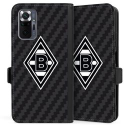 DeinDesign Xiaomi Redmi Note 10 Pro Handy Klapph&uuml;lle Handyh&uuml;lle aus Kunst Leder schwarz Flip Case Borussia M&ouml;nchengladbach Carbon Gladbach Sideflip mit langer 