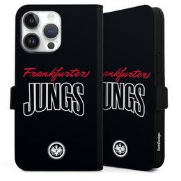 DeinDesign iPhone 14 Pro Max Handy Klapph&uuml;lle Handyh&uuml;lle aus Kunst Leder schwarz Flip Case Eintracht Frankfurt Sge Official Licensed Product Sideflip mit Lasche