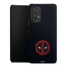 DeinDesign Galaxy A53 5G Handy Premium Case Smartphone Handyh&uuml;lle Schutzh&uuml;lle matt Deadpool Marvel Logo Premium Case