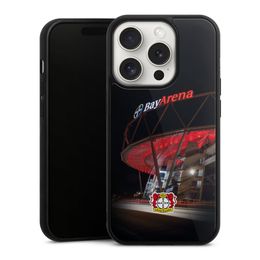 DeinDesign iPhone 15 Pro Handy Gallery Case Handyh&uuml;lle 9H Geh&auml;rtetes Glas R&uuml;ckseite H&uuml;lle Official Licensed Product Bayer 04 Leverkusen Stadium Gallery Case
