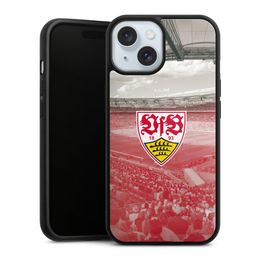 DeinDesign iPhone 15 Handy Gallery Case Handyh&uuml;lle 9H Geh&auml;rtetes Glas R&uuml;ckseite H&uuml;lle Stadium Vfb Stuttgart Official Licensed Product Gallery Case