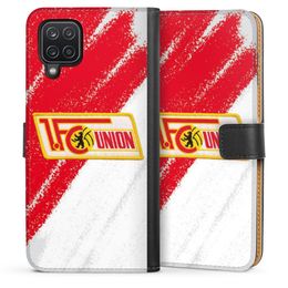 DeinDesign Galaxy A12 Handy Klapph&uuml;lle Handyh&uuml;lle aus Kunst Leder schwarz Flip Case 1. Fc Union Berlin Logo Official Licensed Product Sideflip mit langer Lasche