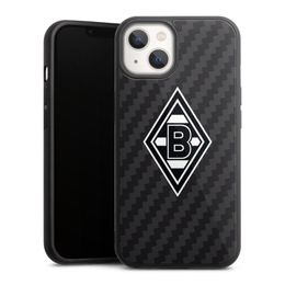 DeinDesign iPhone 13 Handy Gallery Case Handyh&uuml;lle 9H Geh&auml;rtetes Glas R&uuml;ckseite H&uuml;lle Borussia M&ouml;nchengladbach Carbon Gladbach Gallery Case