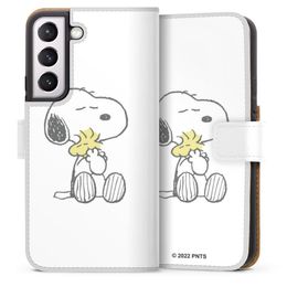 DeinDesign Galaxy S22 Handy Klapph&uuml;lle Handyh&uuml;lle aus Kunst Leder wei&szlig; Flip Case Snoopy Love Peanuts Sideflip mit Lasche