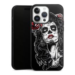 DeinDesign iPhone 14 Pro Max Handy Gallery Case Handyhülle 9H Gehärtetes Glas Rückseite Hülle Rock 'N' Roll Día De Los Muertos Totenkopf Gallery Case