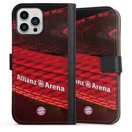 DeinDesign iPhone 13 Pro Max Handy Klapph&uuml;lle Handyh&uuml;lle aus Kunst Leder schwarz Flip Case Fc Bayern M&uuml;nchen Stadium Fcb Sideflip mit langer Lasche