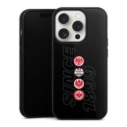 DeinDesign iPhone 15 Pro Handy Gallery Case Handyh&uuml;lle 9H Geh&auml;rtetes Glas R&uuml;ckseite H&uuml;lle Eagle Logo Eintracht Frankfurt Gallery Case