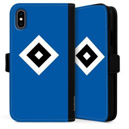 DeinDesign iPhone X Handy Klapph&uuml;lle Handyh&uuml;lle aus Kunst Leder schwarz Flip Case Logo Hsv Hamburger Sv Sideflip mit langer Lasche