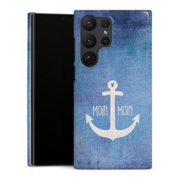 DeinDesign Galaxy S23 Ultra Handy Premium Case Smartphone Handyh&uuml;lle Schutzh&uuml;lle gl&auml;nzend Anchor Maritim Blue Premium Case