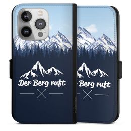 DeinDesign iPhone 14 Pro Handy Klapph&uuml;lle Handyh&uuml;lle aus Kunst Leder schwarz Flip Case Wanderlust Sky Mountain Sideflip mit langer Lasche