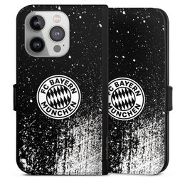 DeinDesign iPhone 14 Pro Handy Klapph&uuml;lle Handyh&uuml;lle aus Kunst Leder schwarz Flip Case Official Licensed Product Fcb Fc Bayern M&uuml;nchen Sideflip mit langer Lasche