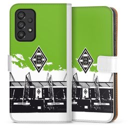 DeinDesign Galaxy A33 5G Handy Klapph&uuml;lle Handyh&uuml;lle aus Kunst Leder wei&szlig; Flip Case Borussia M&ouml;nchengladbach Stadium Merchandise Sideflip mit Lasche