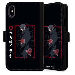 DeinDesign iPhone X Handy Klapph&uuml;lle Handyh&uuml;lle aus Kunst Leder schwarz Flip Case Official Licensed Product Naruto Shippuden Itachi Uchiha Sideflip mit langer 