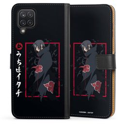 DeinDesign Galaxy A12 Handy Klapph&uuml;lle Handyh&uuml;lle aus Kunst Leder schwarz Flip Case Itachi Uchiha Official Licensed Product Naruto Shippuden Sideflip mit langer 