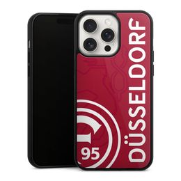 DeinDesign iPhone 15 Pro Max Handy Gallery Case Handyh&uuml;lle 9H Geh&auml;rtetes Glas R&uuml;ckseite H&uuml;lle Lettering F95 Fortuna D&uuml;sseldorf Gallery Case