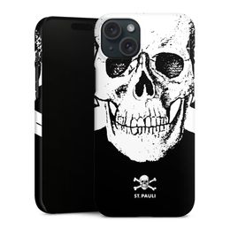 DeinDesign iPhone 15 Plus Handy Premium Case Smartphone Handyh&uuml;lle Schutzh&uuml;lle gl&auml;nzend Totenkopf Fc St. Pauli Official Licensed Product Premium Case