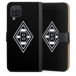 DeinDesign Galaxy A12 Handy Klapph&uuml;lle Handyh&uuml;lle aus Kunst Leder schwarz Flip Case Coat Of Arms Gladbach Borussia M&ouml;nchengladbach Sideflip mit langer Lasche