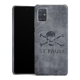 DeinDesign Galaxy A51 Handy Premium Case Smartphone Handyh&uuml;lle Schutzh&uuml;lle gl&auml;nzend Logo Fc St. Pauli Concrete Premium Case