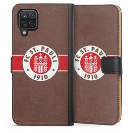 DeinDesign Galaxy A12 Handy Klapph&uuml;lle Handyh&uuml;lle aus Kunst Leder schwarz Flip Case Fc St. Pauli Logo Official Licensed Product Sideflip mit langer Lasche